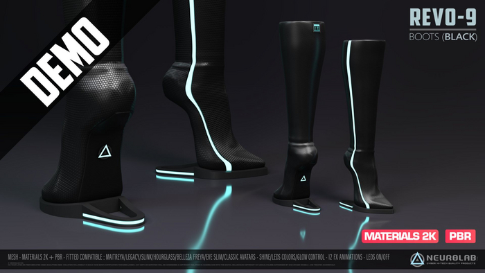 Second Life Marketplace - *DEMO* BOOTS REVO-9 (BLACK + PBR) (FITTED ...